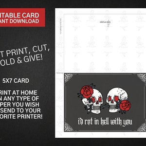 I'd Rot in Hell With You Printable Gothic Valentine's Day Card Love ...
