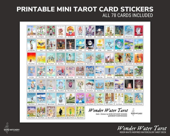Printable Tarot Card Stickers for Tarot Card Journal Witch | Etsy