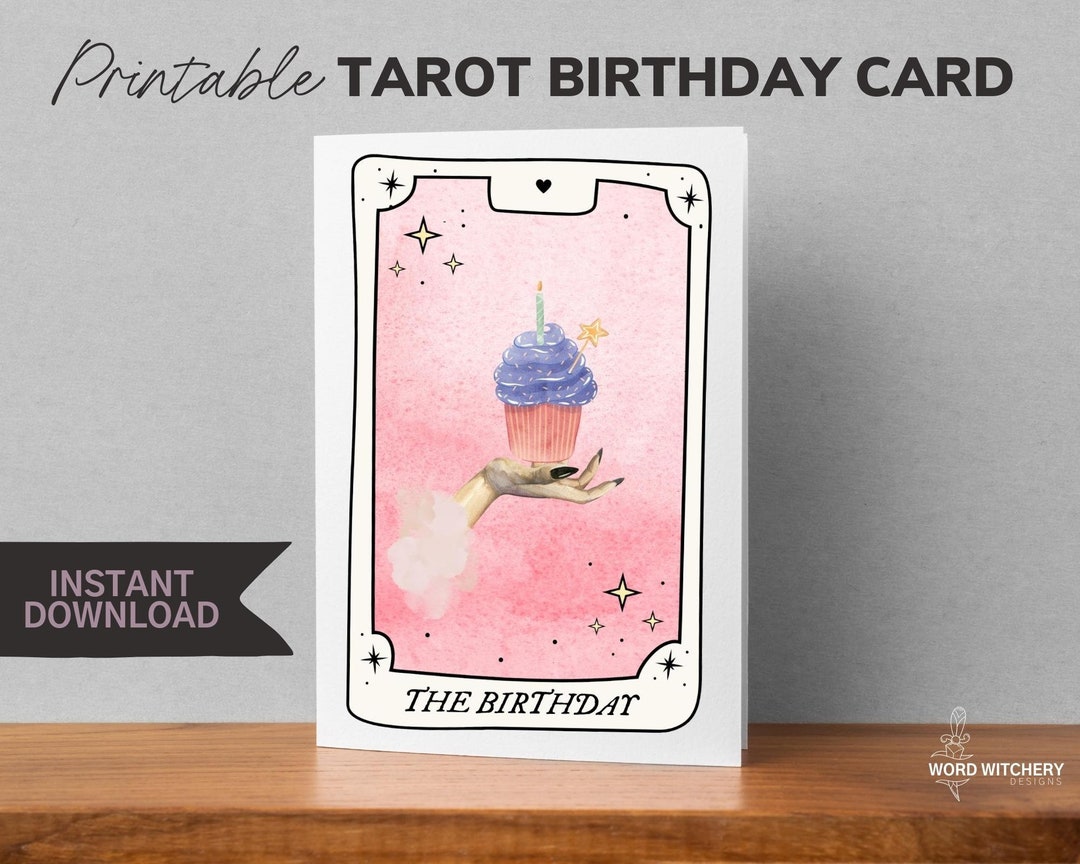Tarot Birthday Card Printable Adult Watercolor Greeting Card Birthday ...