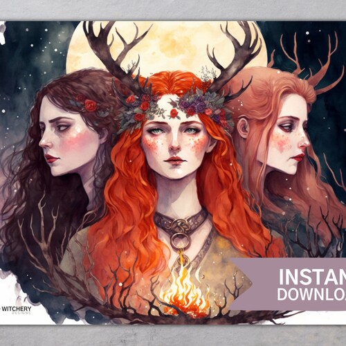 Brigid Imbolc Printable Art Print celtic Goddess Pagan - Etsy