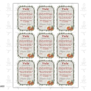 Printable Yule Simmer Pot Tags - Yule Blessings Gift Winter Solstice ...