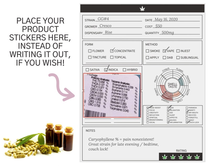 Cannabis Strain Journal Printable Medical Marijuana Digital - Etsy Canada