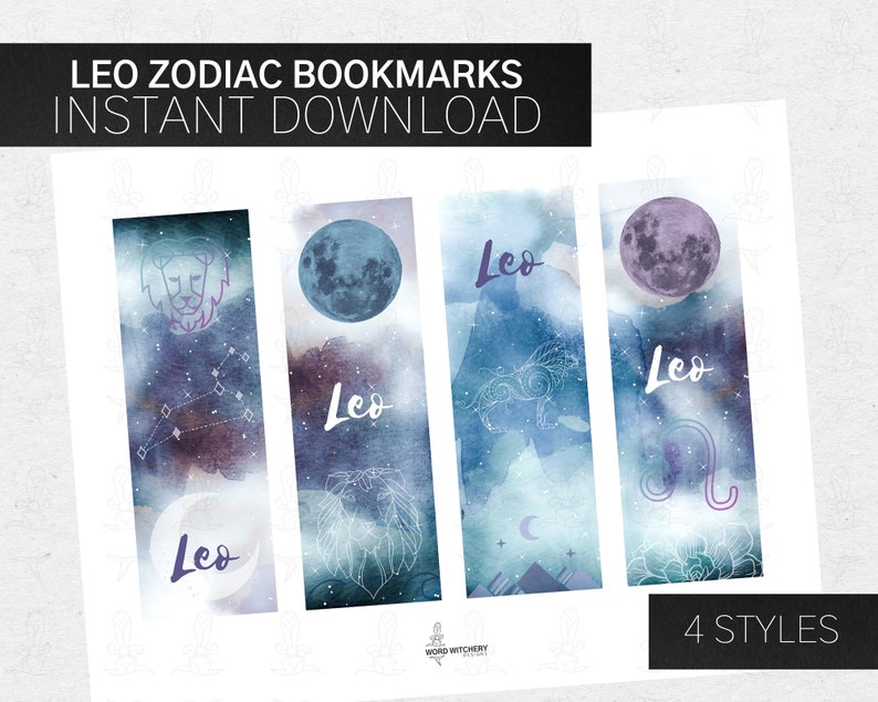 Leo Zodiac Bookmarks, Instant Download, Printable, Astrology Horoscope ...