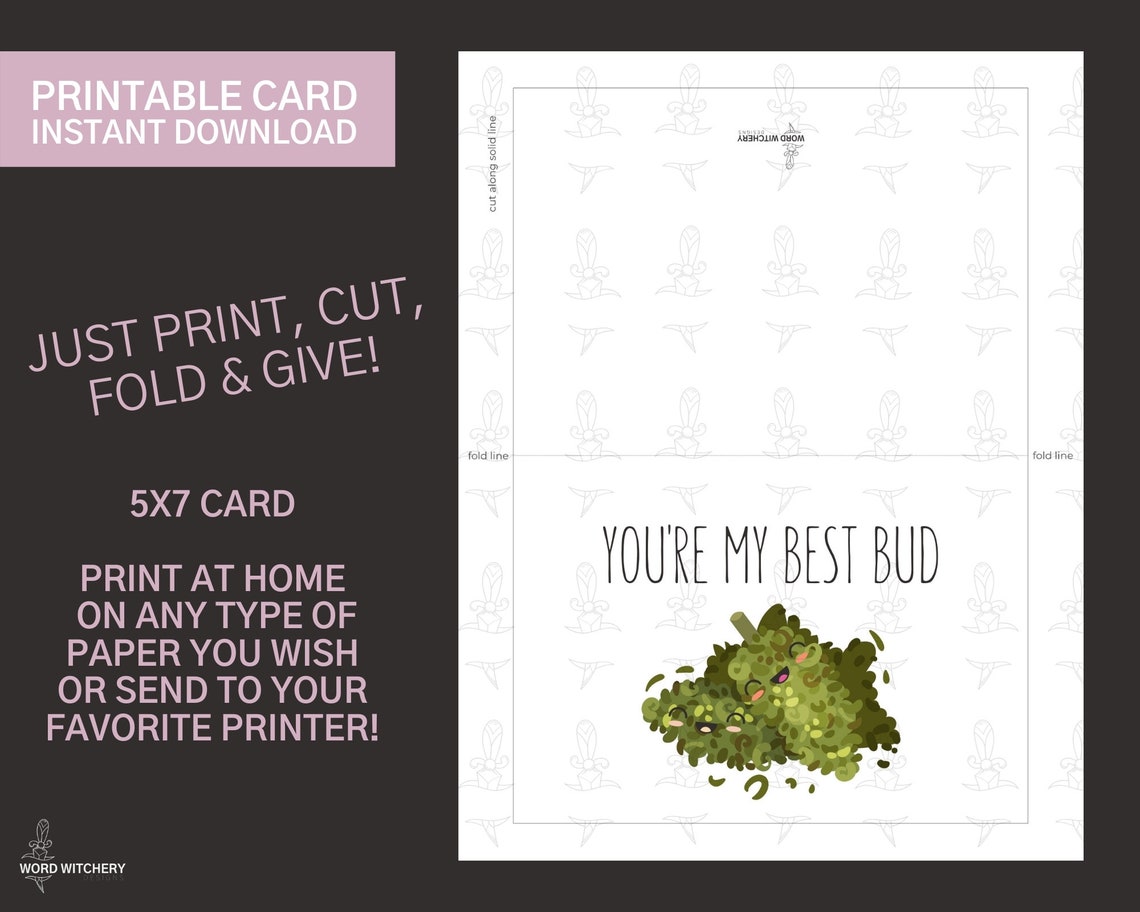 You're My Best Bud Printable Valentine's Day Card Instant Download ...