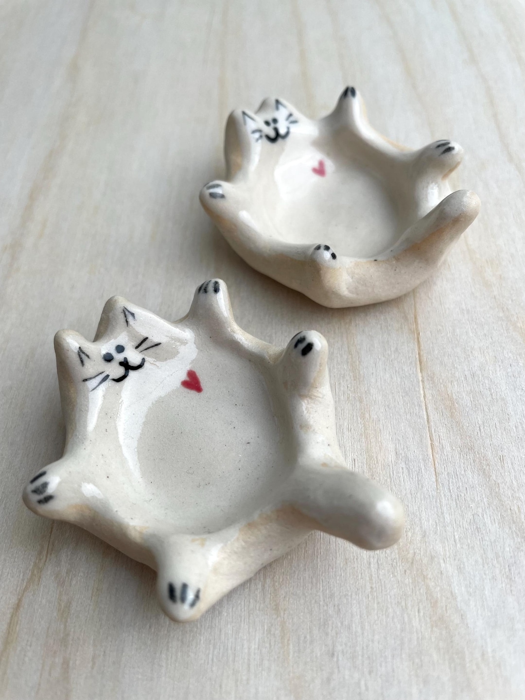 Mini Handmade Ceramic Cat Ring Dish/ Ceramic Paint Holder/ Fun Trinket ...