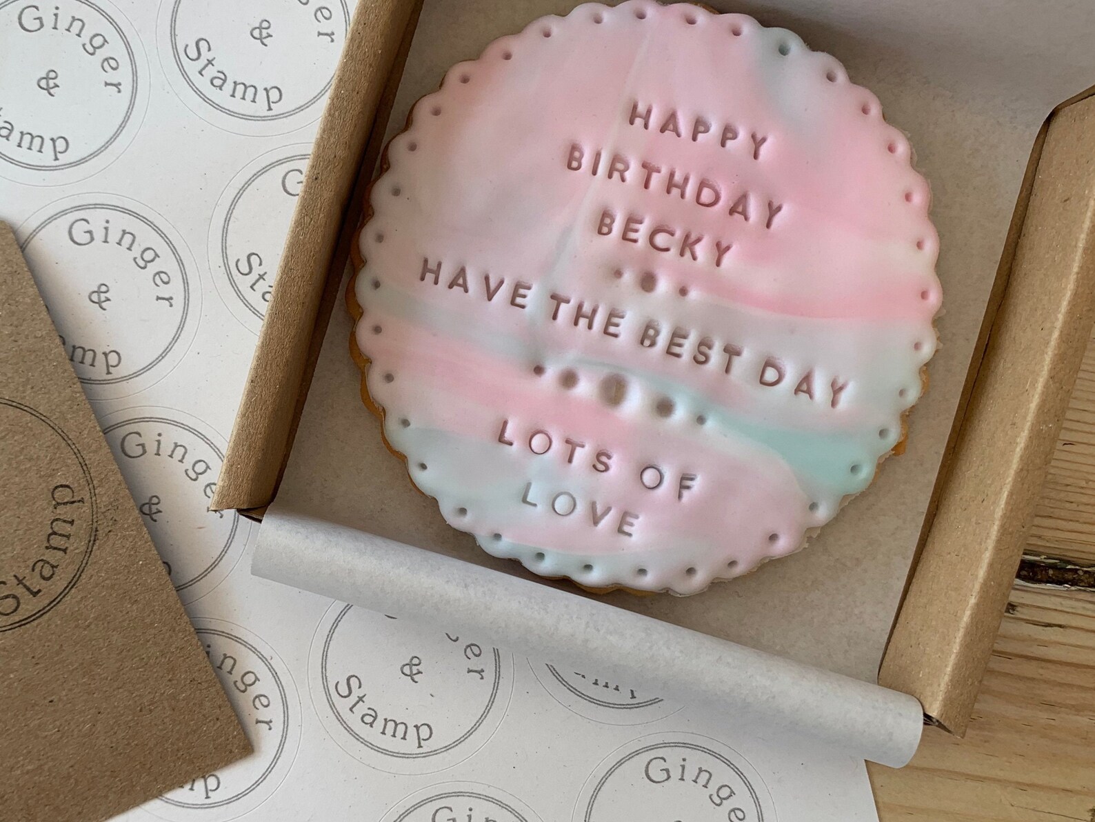 Big Round Personalised Celebration Biscuit Birthday - Etsy UK