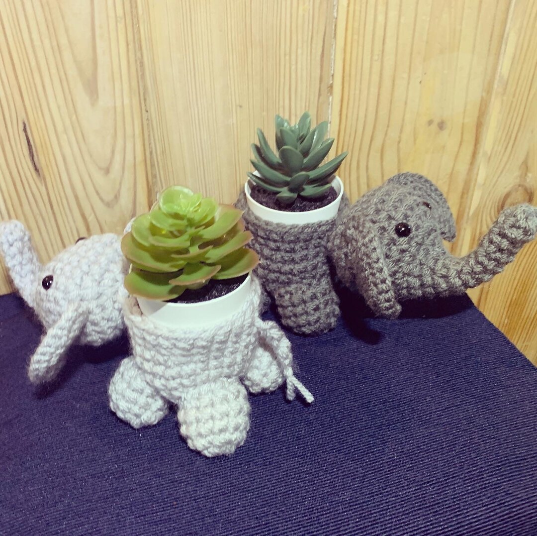 Mini Elephant Plant Hugger Crochet Pattern - Etsy