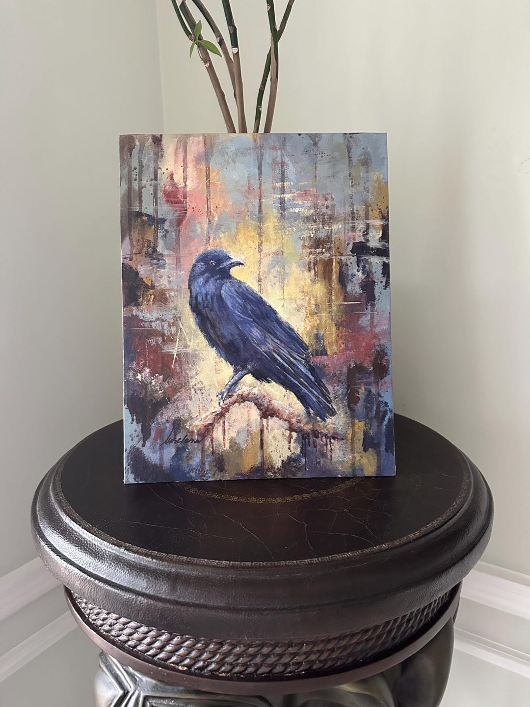 Abstract Crow Painting on Canvas Board, Acrylic Palette Knife Art - Etsy