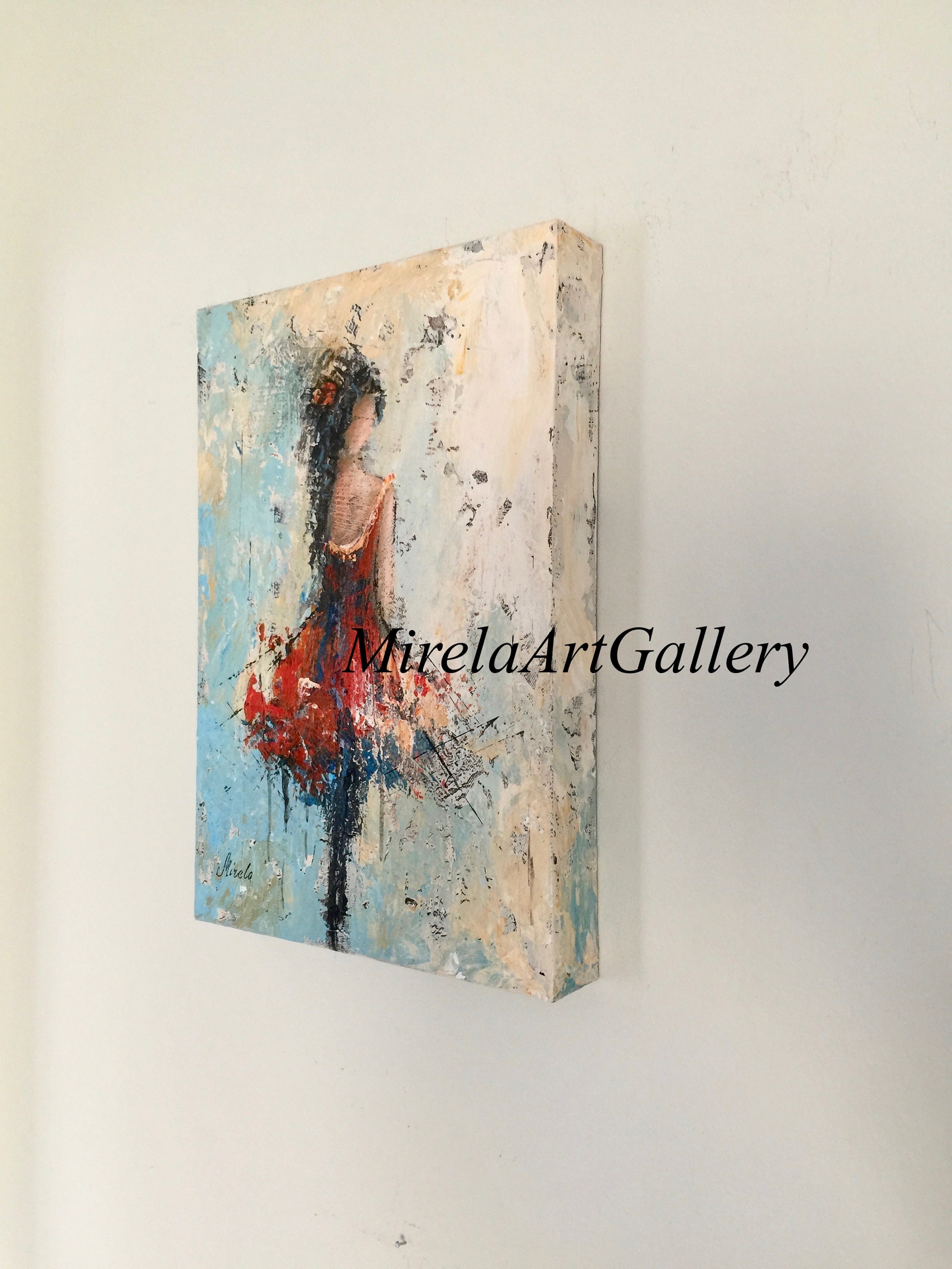Hand Painted Lady Figure Wall Art Palette Knife Art Original - Etsy