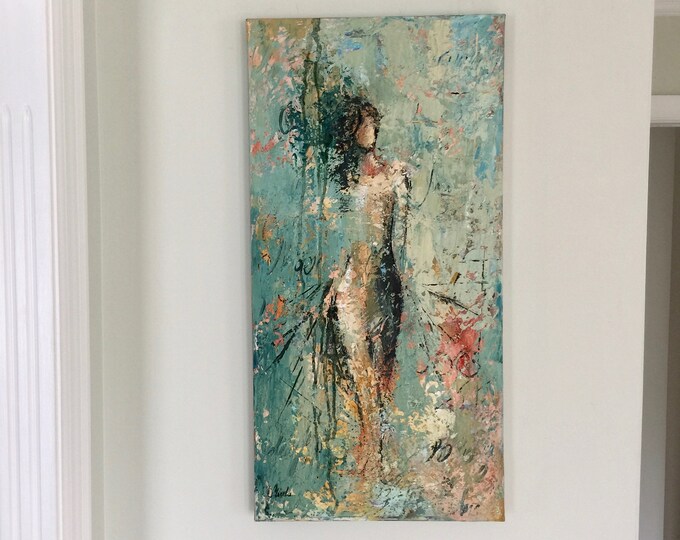 Hand-paint Canvas, Fine Art Textured Painting, Original Abstract Woman ...