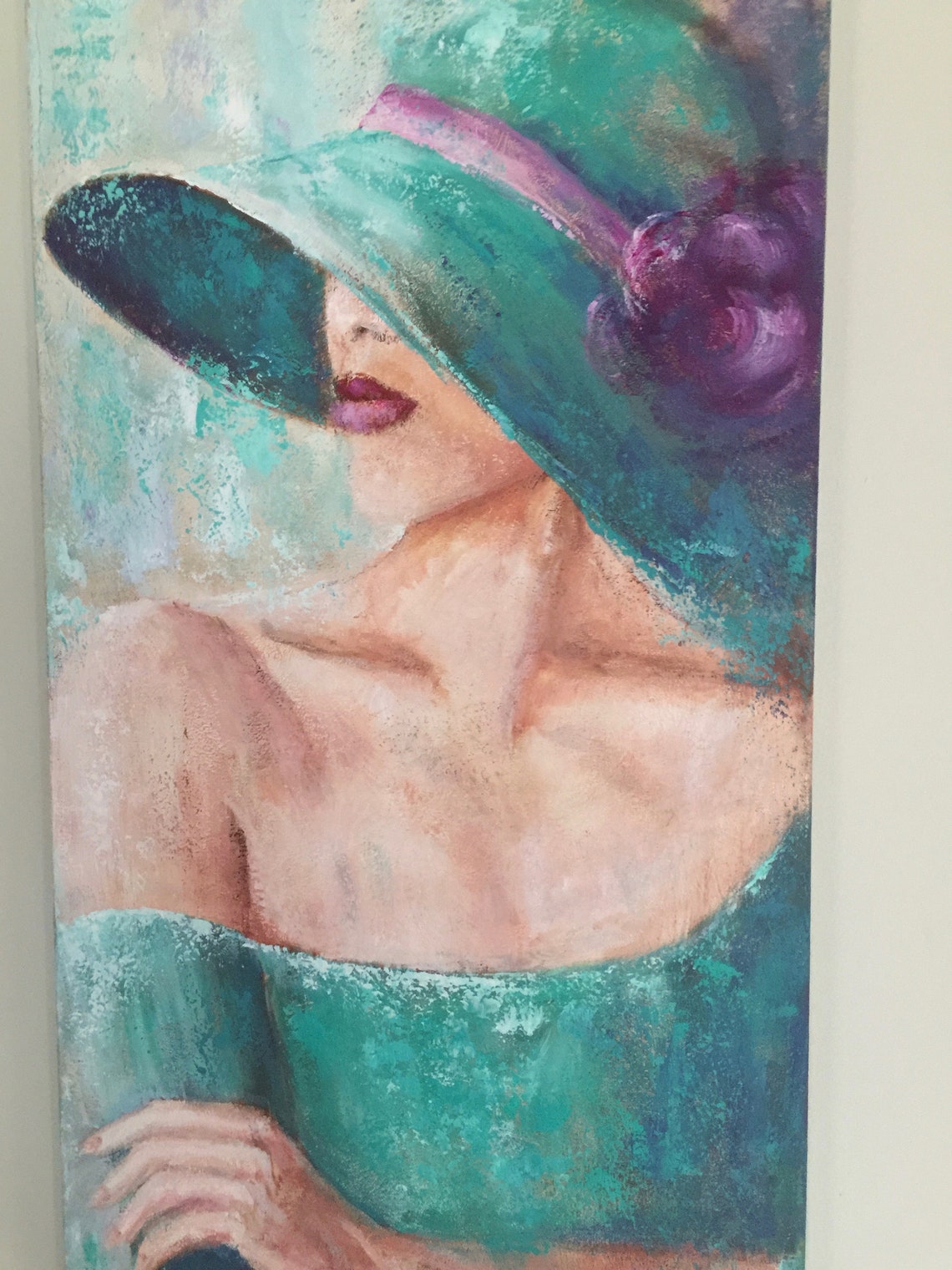 Woman With Hat Fine Art Large Original Abstract Figurative Woman ...