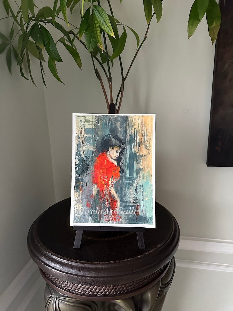 Original Abstract Painting Woman in Red Figure Fine Art - Etsy
