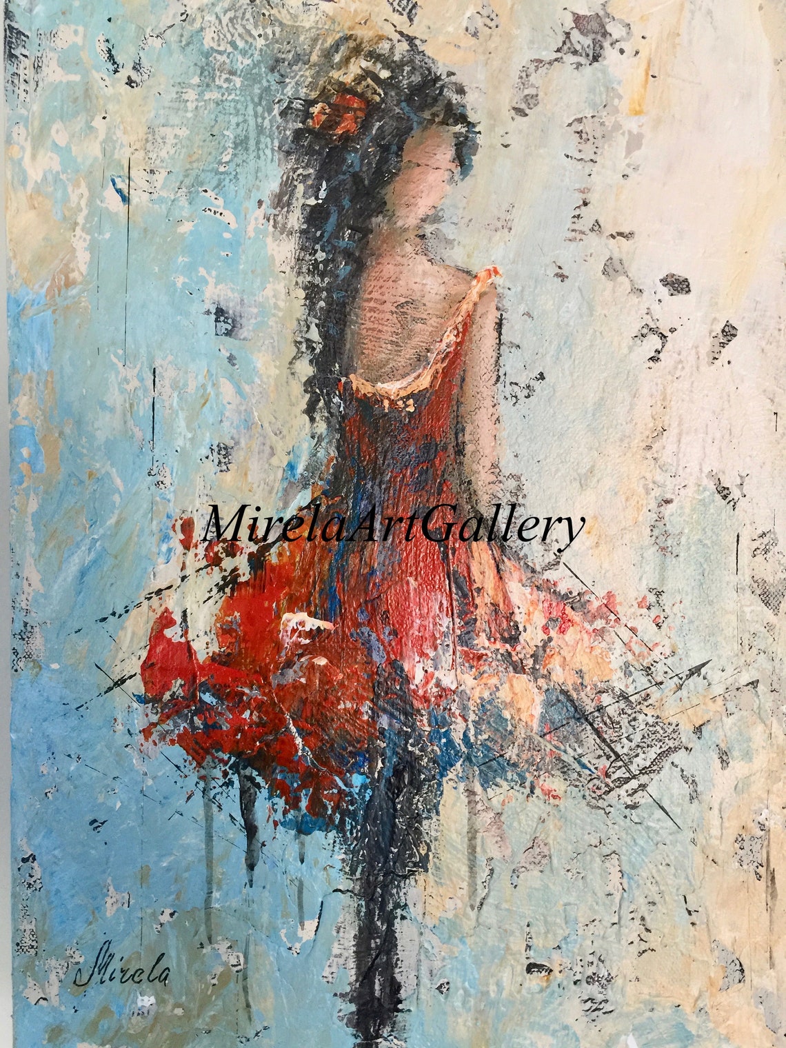 Hand Painted Lady Figure Wall Art Palette Knife Art Original - Etsy