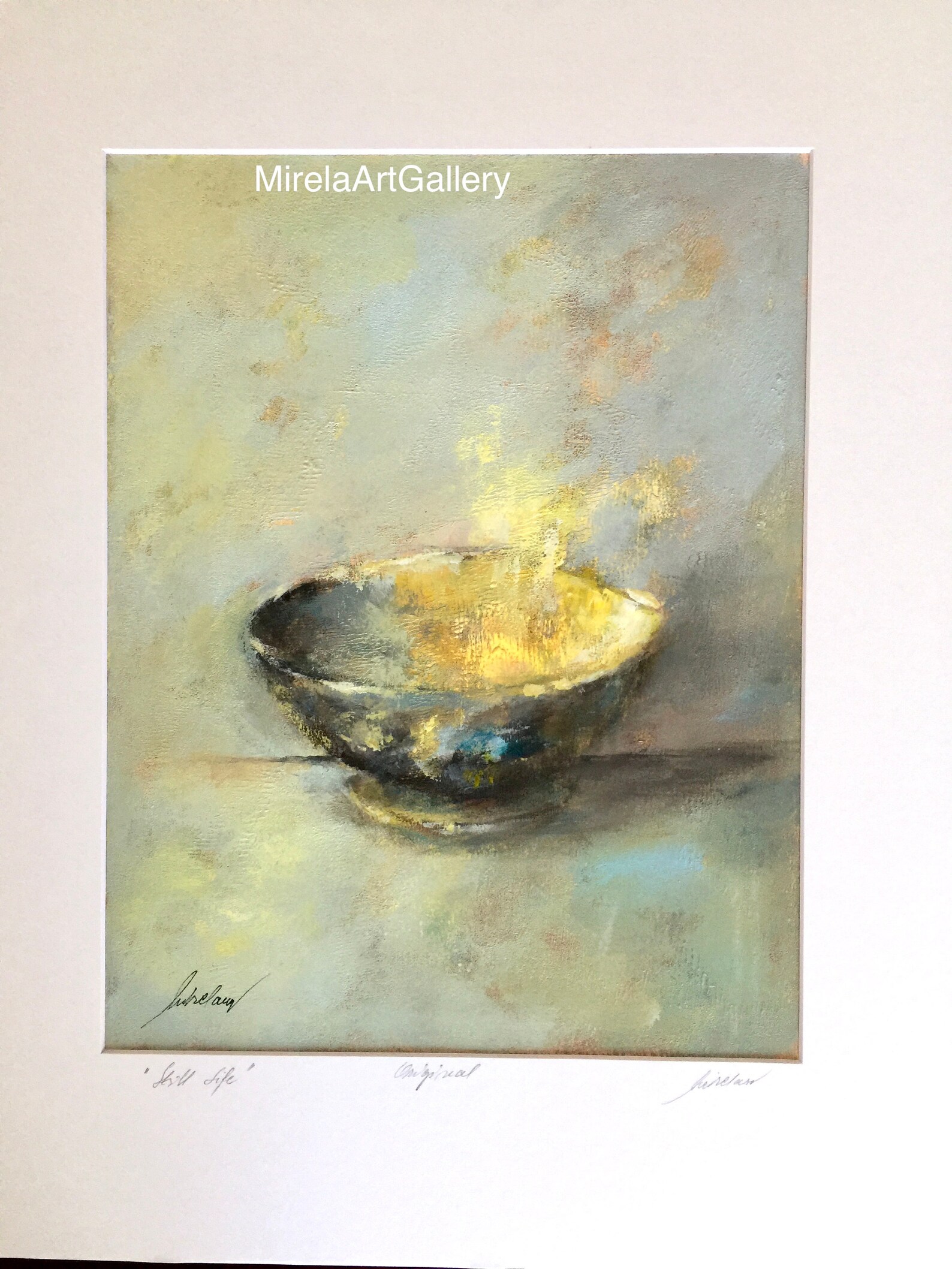 Original Painting With Mat and Backing Boards, Painting on Art Paper ...