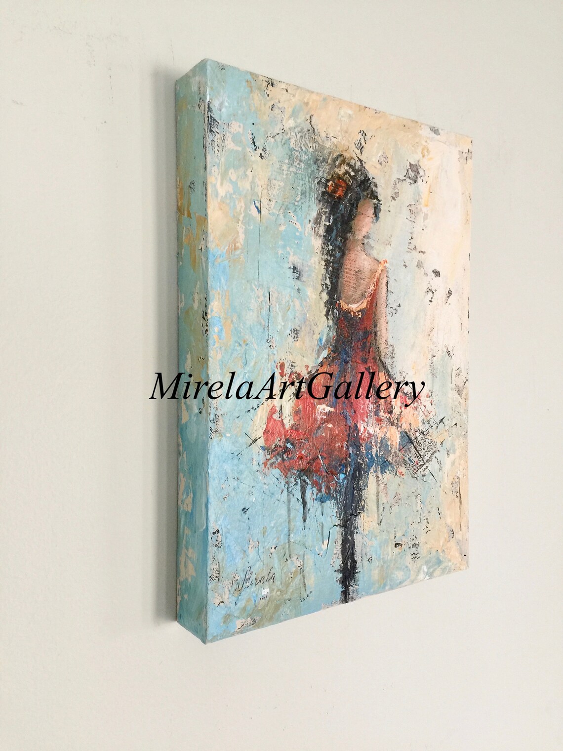Hand Painted Lady Figure Wall Art Palette Knife Art Original | Etsy