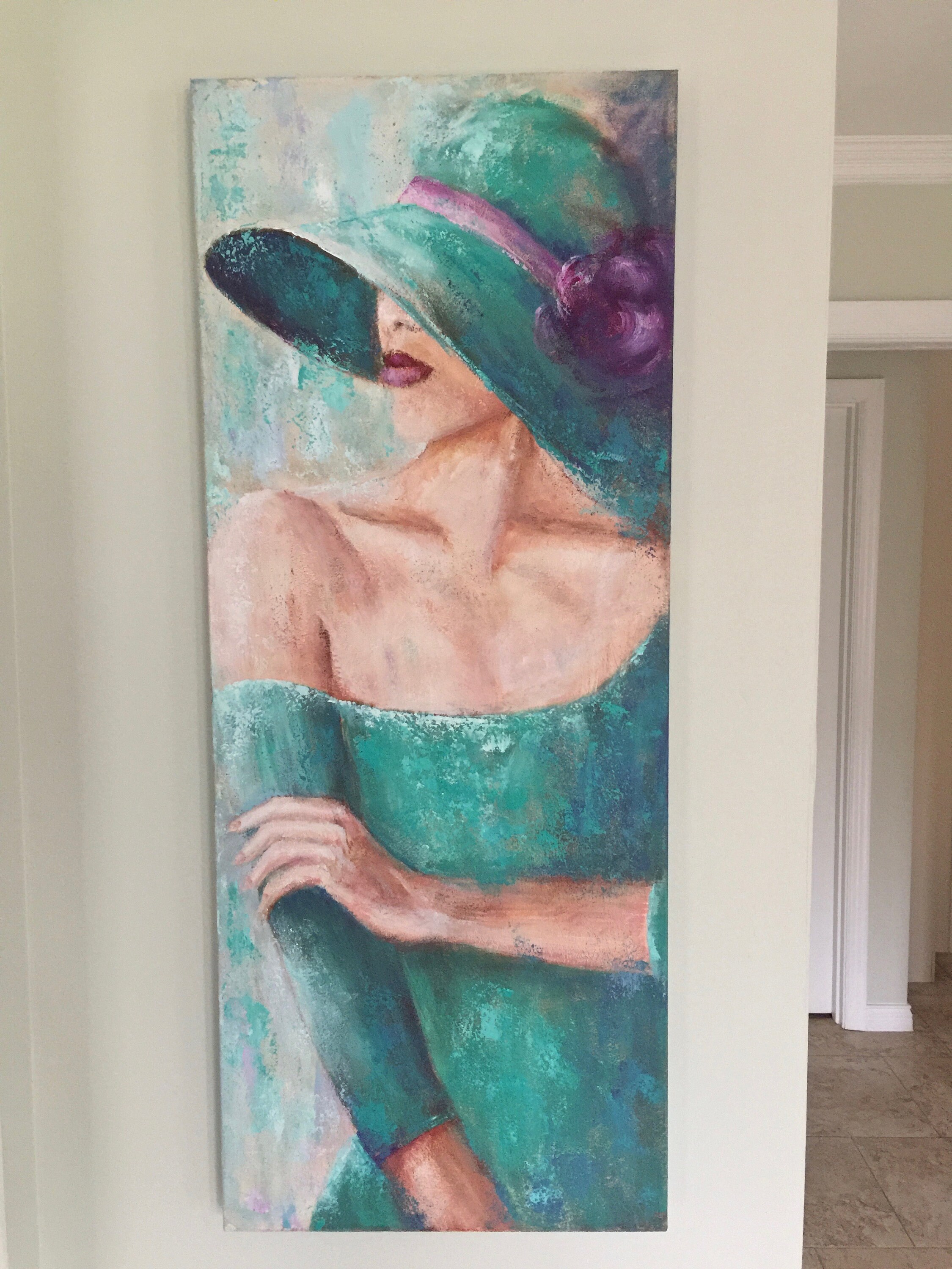 Woman With Hat Fine Art Large Original Abstract Figurative Woman ...