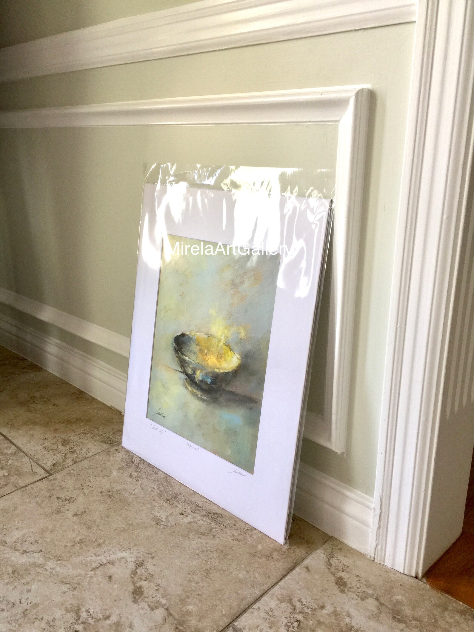 Original Painting With Mat and Backing Boards, Painting on Art Paper ...