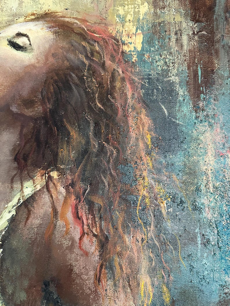 Original Abstract Painting, Woman Figure, Above the Dream, Figurative ...
