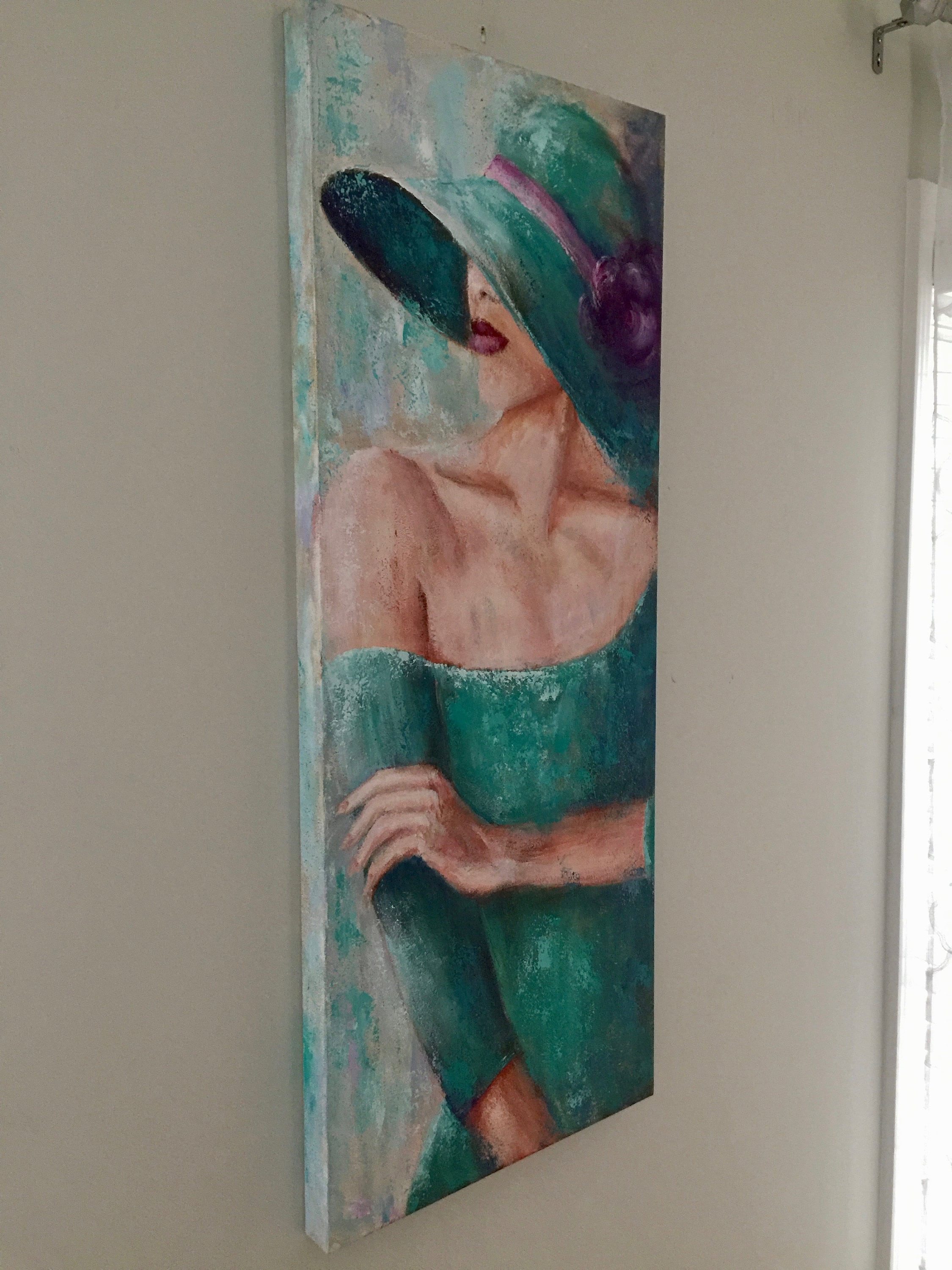 Woman With Hat Fine Art Large Original Abstract Figurative Woman ...