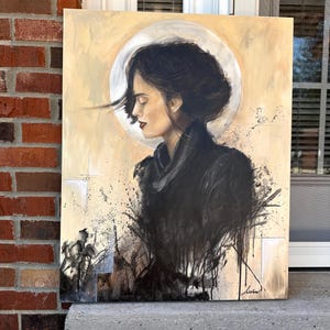 Original Painting, Abstract Woman in Black, Portrait Open Acrylic ...