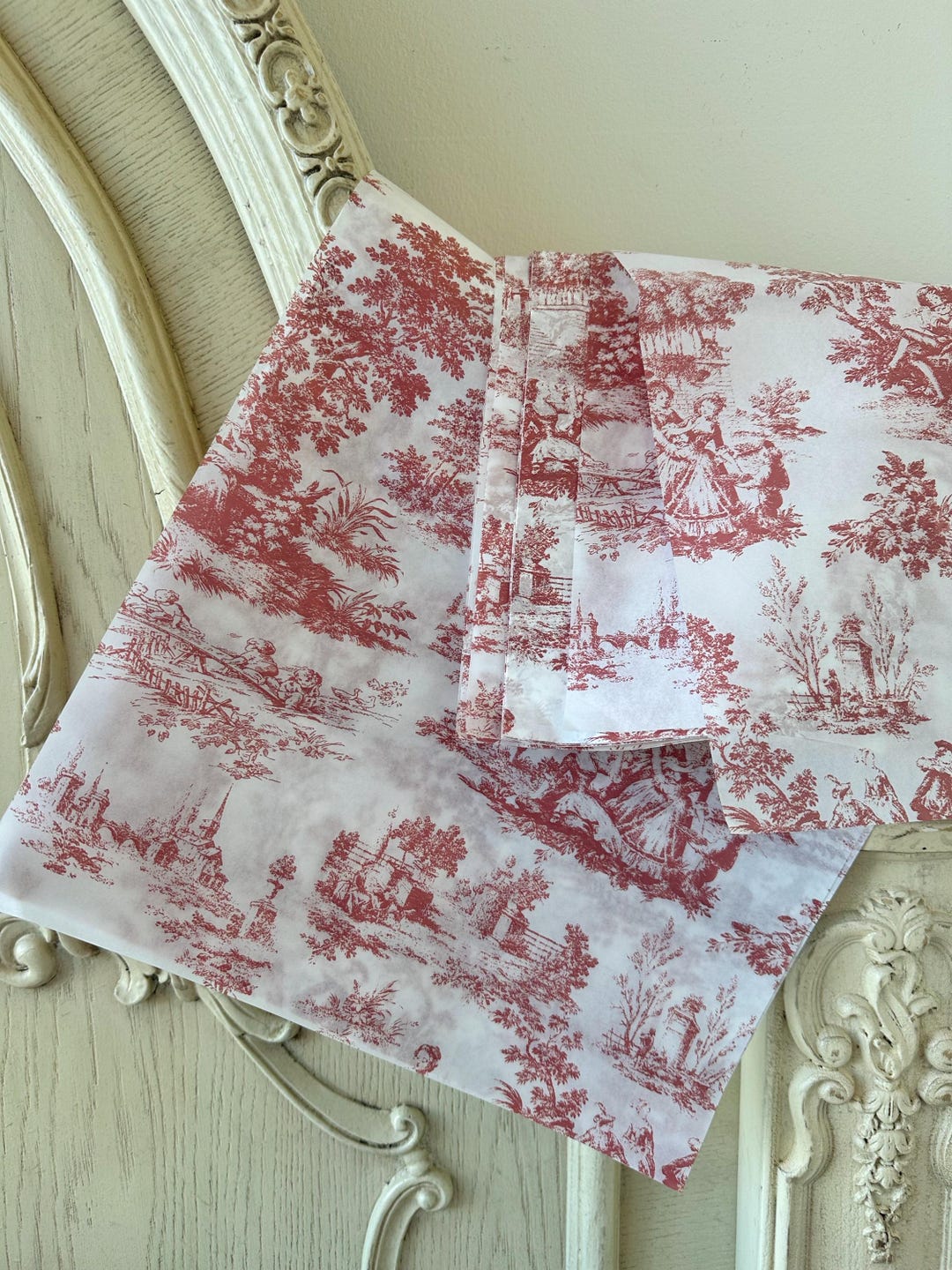 Red Toile De Jouy Semi Sheer Tissue Paper 19.5x14, for Holiday ...