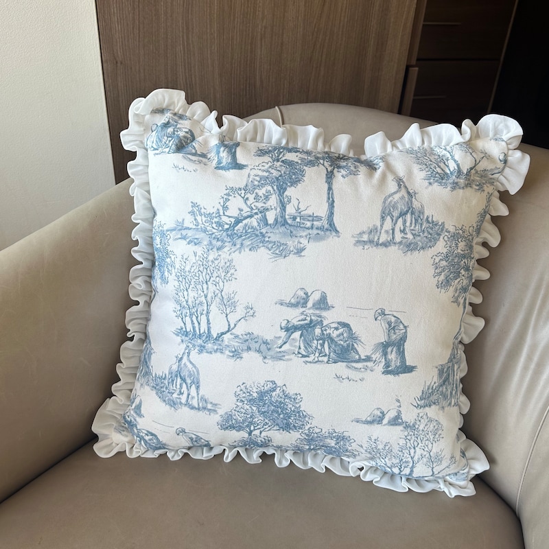 Light Blue Toile Fabric - Etsy