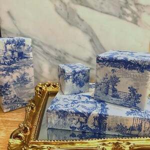 Blue Toile De Jouy Semi Sheer Tissue Paper 19.5x14, for Decor Gift Wrap ...