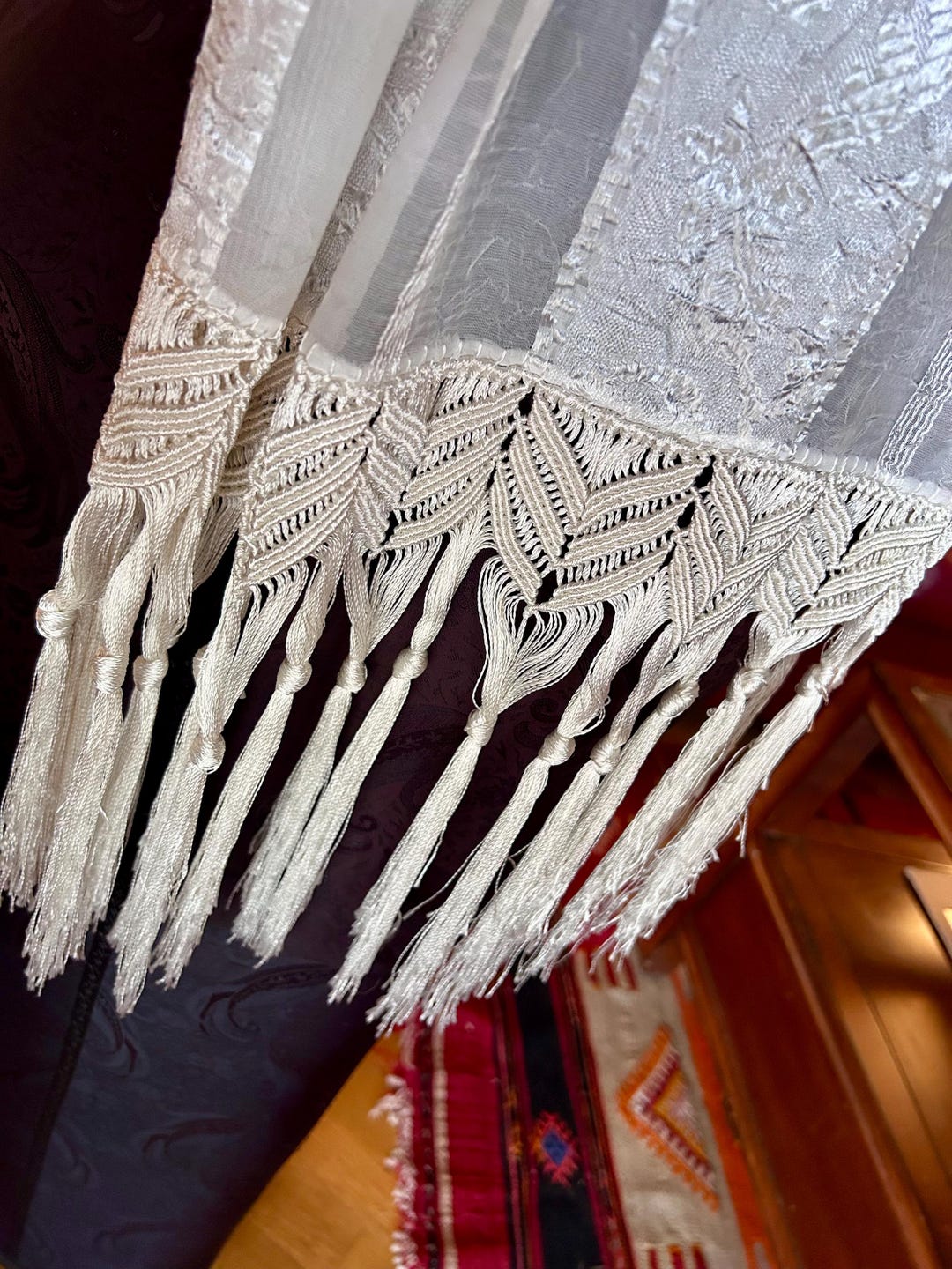 White Scarf With Macrame - Etsy