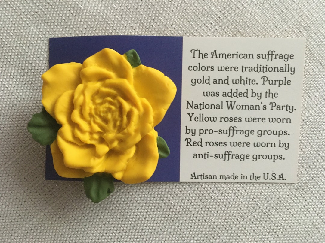 Suffrage Yellow Gold Rose 19th Amendment Artisan Handmade Lapel Pin ...