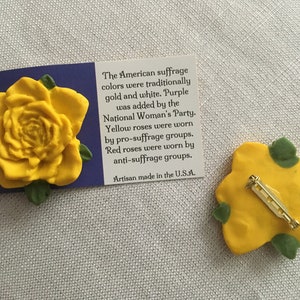 Suffrage Yellow Gold Rose 19th Amendment Artisan Handmade Lapel Pin ...
