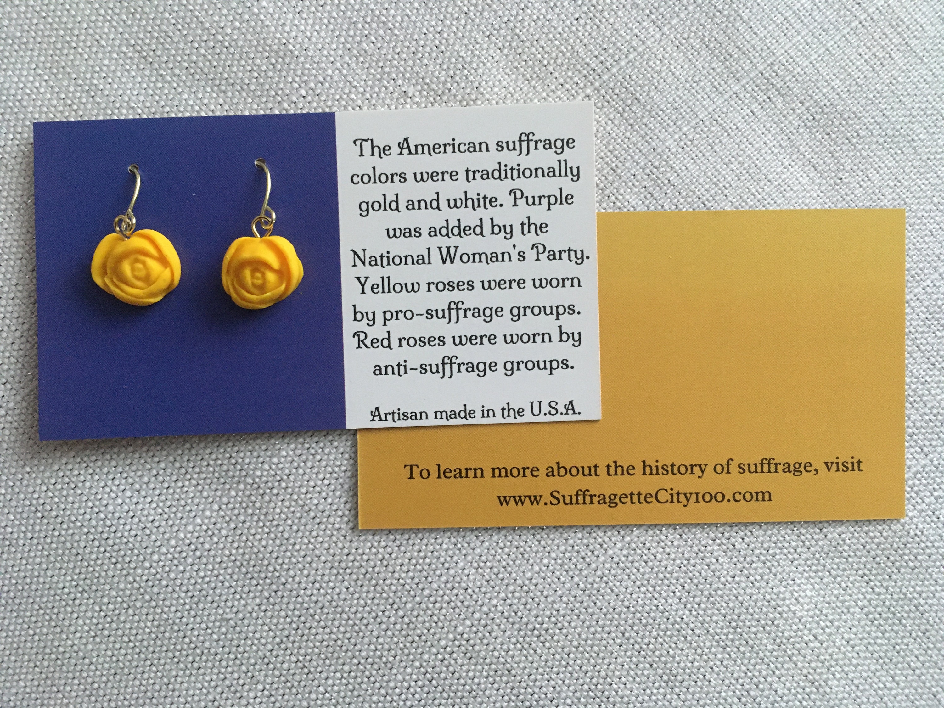 Suffrage Yellow Gold Rose 19th Amendment Artisan Handmade Post | Etsy