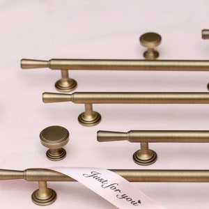 Aged Brass Cabinet Pulls Kitchen Handles Cupboard Crown Kitchen Cabinet ...