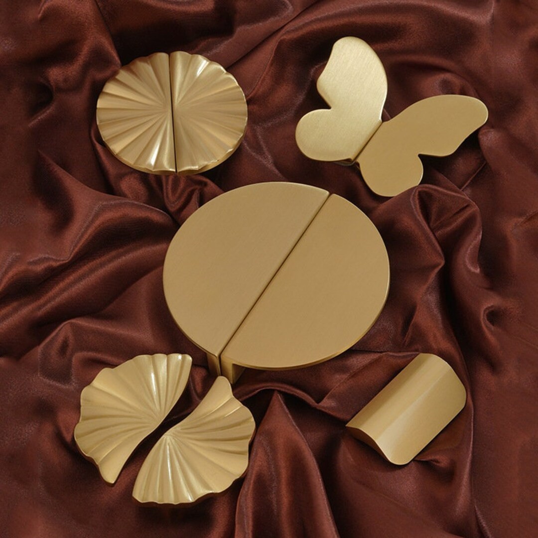 Half Circle Brass Cabinet Handle, Solid Brass Semi Circle Drawer Pull ...