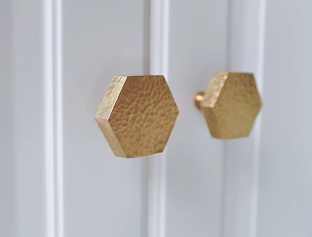 Hexagon Hammered Drawer Knobs Dresser Knob Brass Cabinet Pull High ...