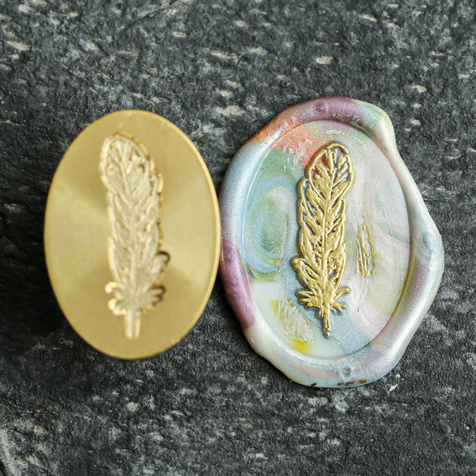 Feather Wax Seal Stamp Kit Wedding Customwedding Wax Stamp - Etsy