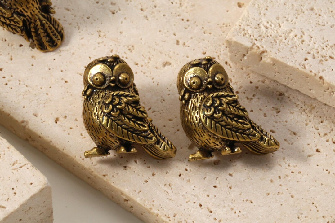 Solid Brass Antique Owl Drawer Knob, Retro Owl Cabinet Knob, Bronze ...