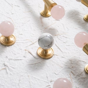 Brass Quartz Cabinet Drop Pulls Drawer Knobs Luxury Marble Handles ...