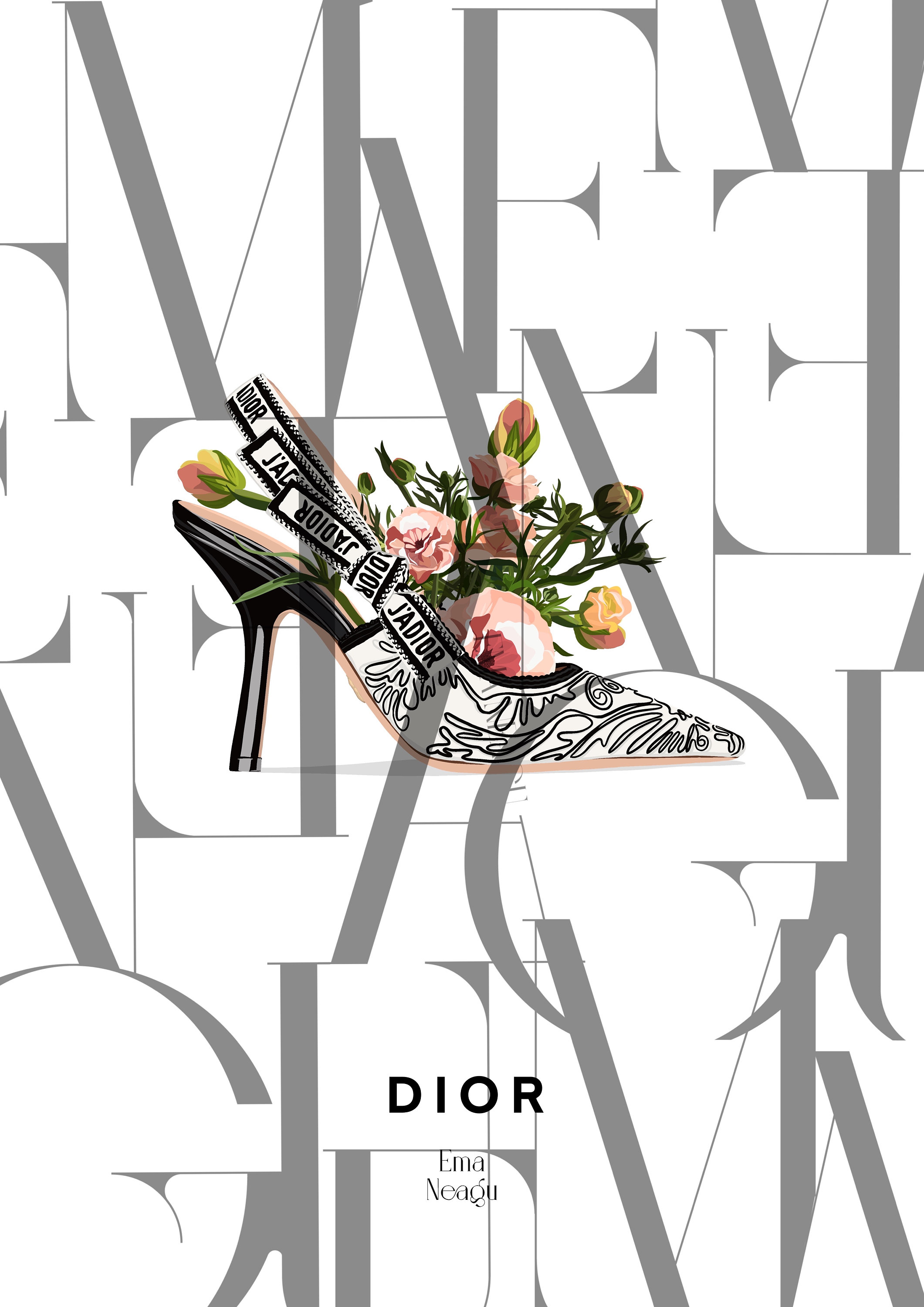 Dior Illustration, Shoes, Shoe Illustration, Shoe Clipart Digital ...