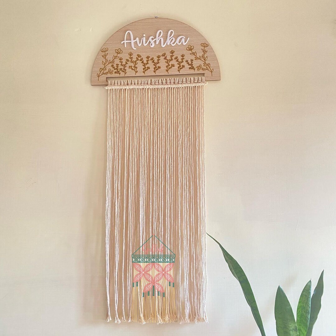 Personalised Name Macrame, Neutral Macrame Wall Art, Wooden Name Sign ...