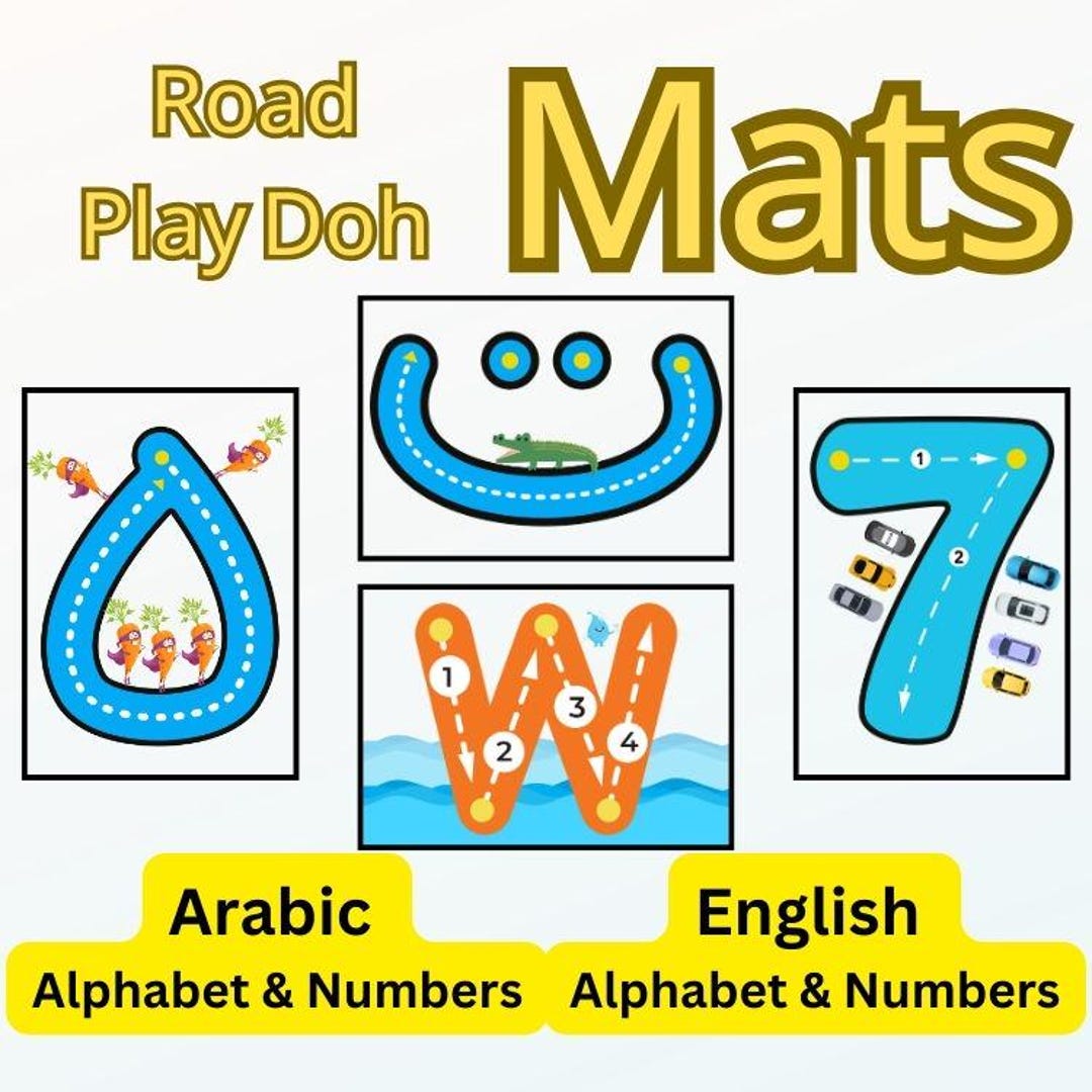 Play Doh, Road Mats, Numbers, Letter, English, Arabic, Printable ...