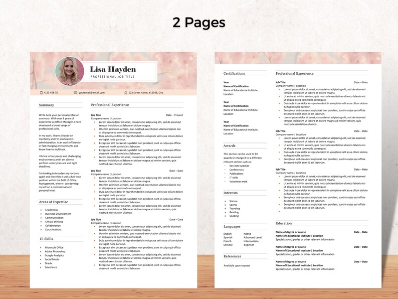 Cute Resume Template and Cover Letter Template for Microsoft Word | CV ...