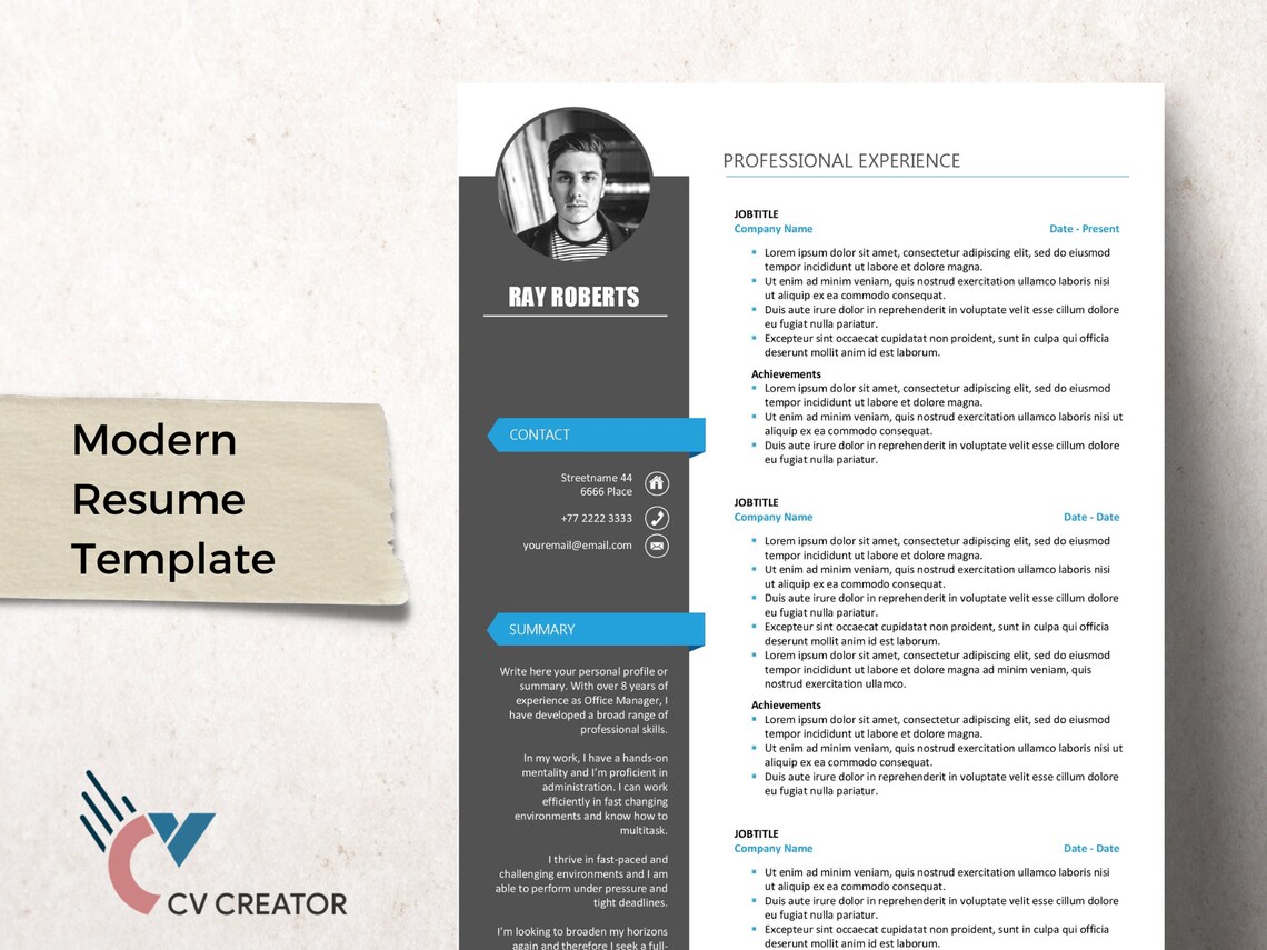 Bold Resume Template and Cover Letter Template for Microsoft Word | CV ...