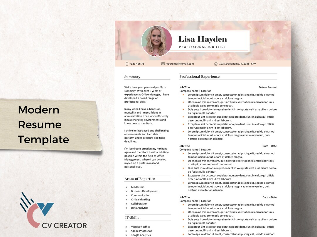 Cute Resume Template and Cover Letter Template for Microsoft - Etsy