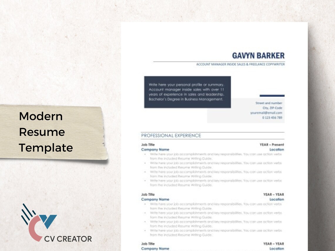 Clean Resume Template and Cover Letter Template for Microsoft Word | CV ...