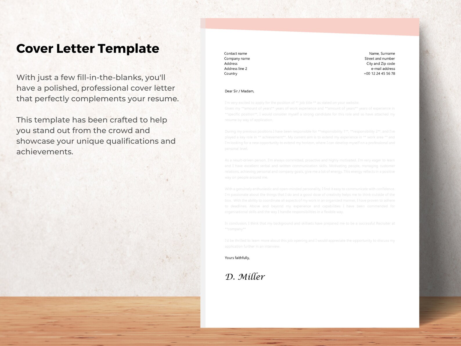 Pink Resume Template and Cover Letter Template for Microsoft - Etsy Canada