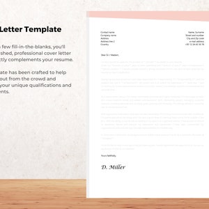 Pink Resume Template and Cover Letter Template for Microsoft Word | CV ...