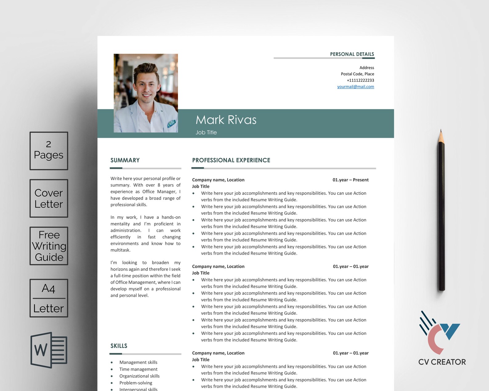 Functional Resume Template and Cover Letter Template for | Etsy