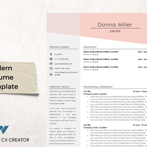 Pink Resume Template and Cover Letter Template for Microsoft Word | CV ...