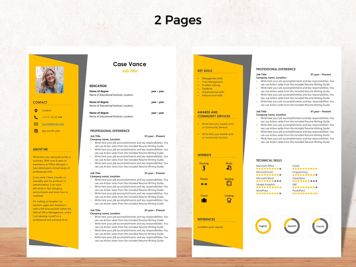 Bright Resume Template and Cover Letter Template for Microsoft Word ...