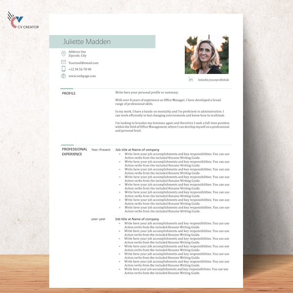 Basic Resume Example Clean Template - Etsy